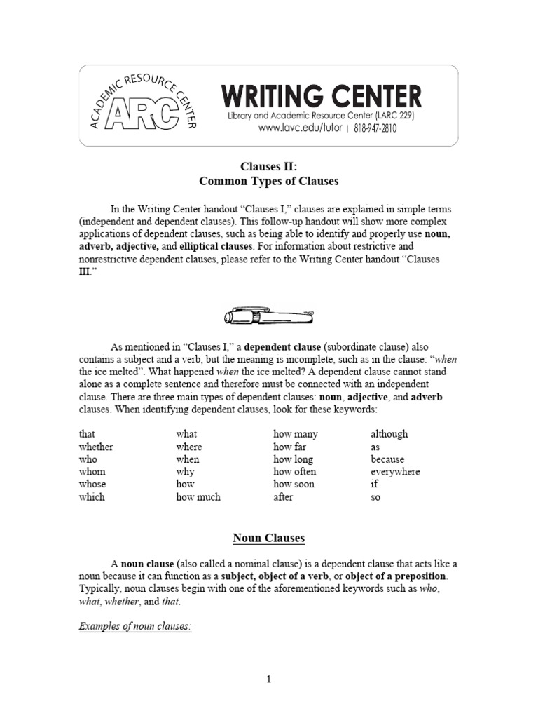 Common Types of Clauses | PDF