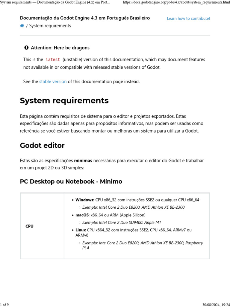System Requirements - Documentação Da Godot Engine (4.x) em Português ...