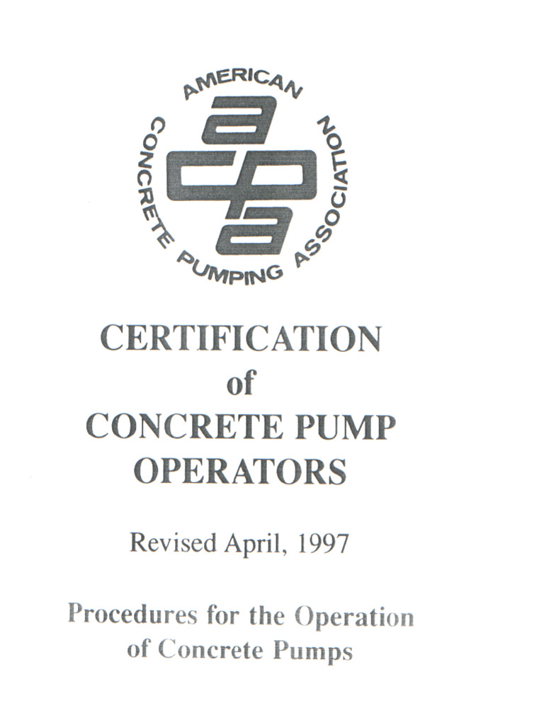 Certification Concrete Pump Operators | PDF