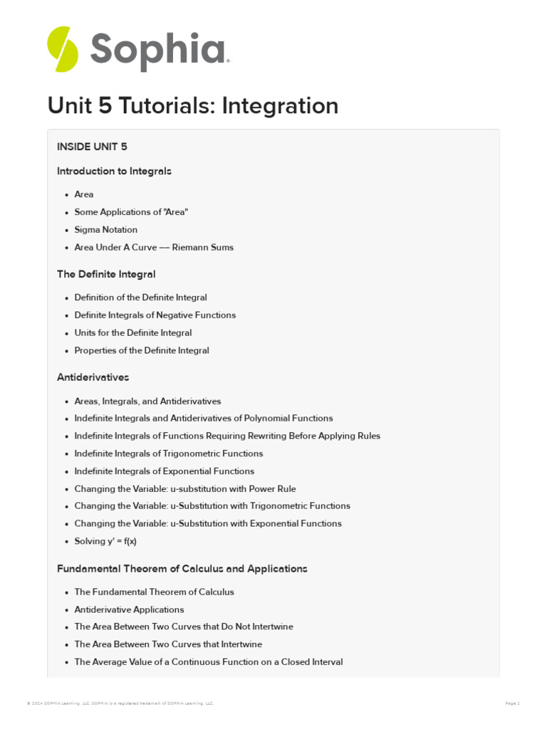 Unit 5 Tutorials Integration | PDF