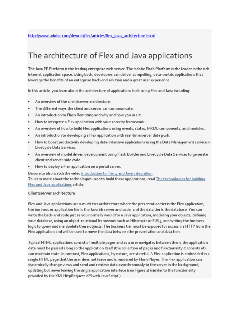 The Architecture of Flex and Java Applications | PDF | Apache Flex | Web Server
