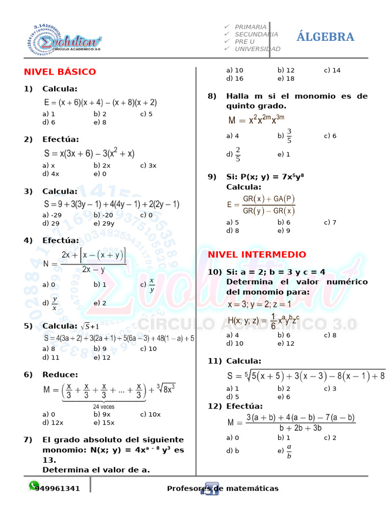 Álgeebra - Ficha 03 | PDF | Matemáticas | Álgebra