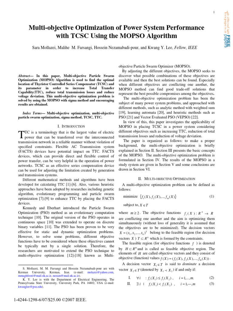 10.1109-PES.2007.385878-Multi-objective Optimization of Power System Performance With TCSC Using ...