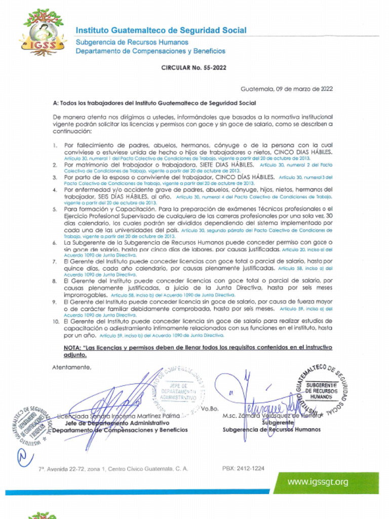 Actividad No. 8.1 CIRCULAR 55-2022 Subgerencia de Recursos Humanos | PDF