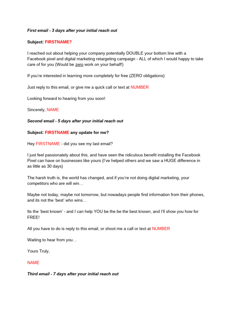 Follow Up Emails + Lead Tracker | PDF