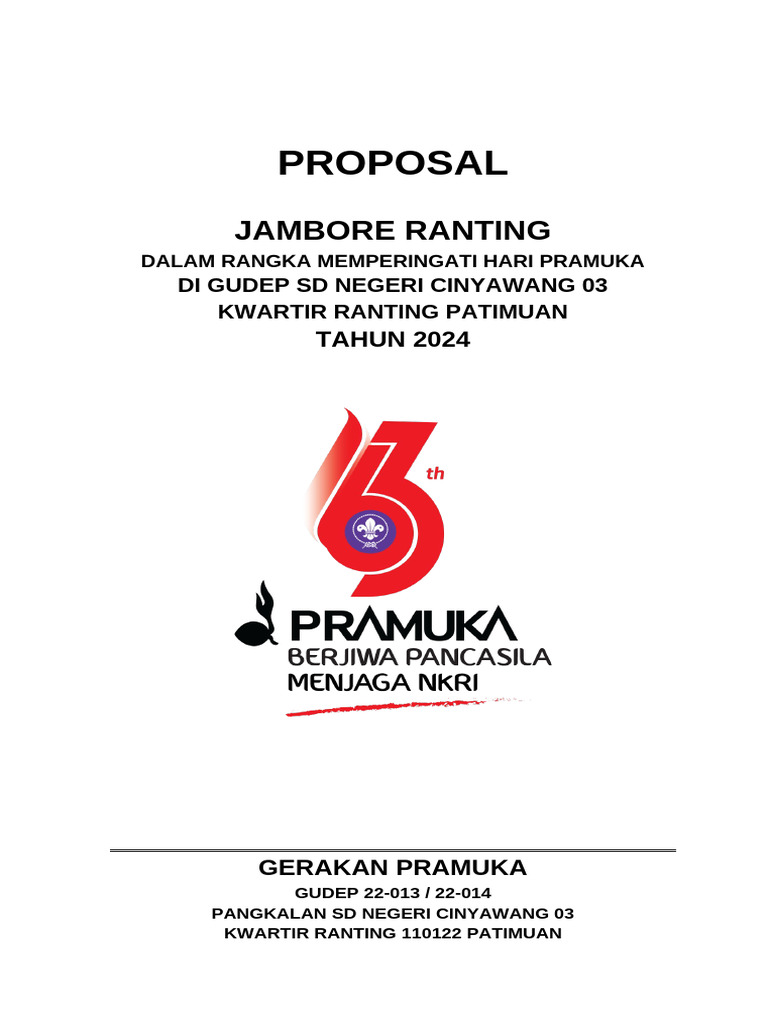 Konsep - PROPOSAL KEGIATAN Jambore Ranting Tahun 2024 | PDF