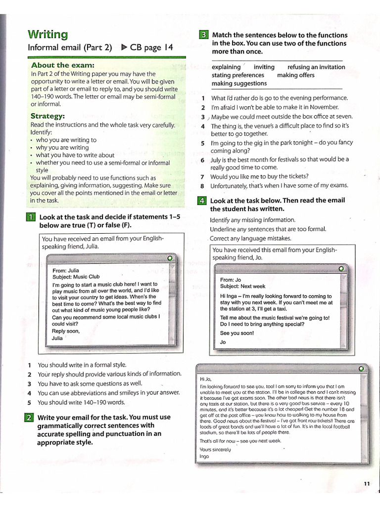Fce - Informal Letter Email Homework | PDF