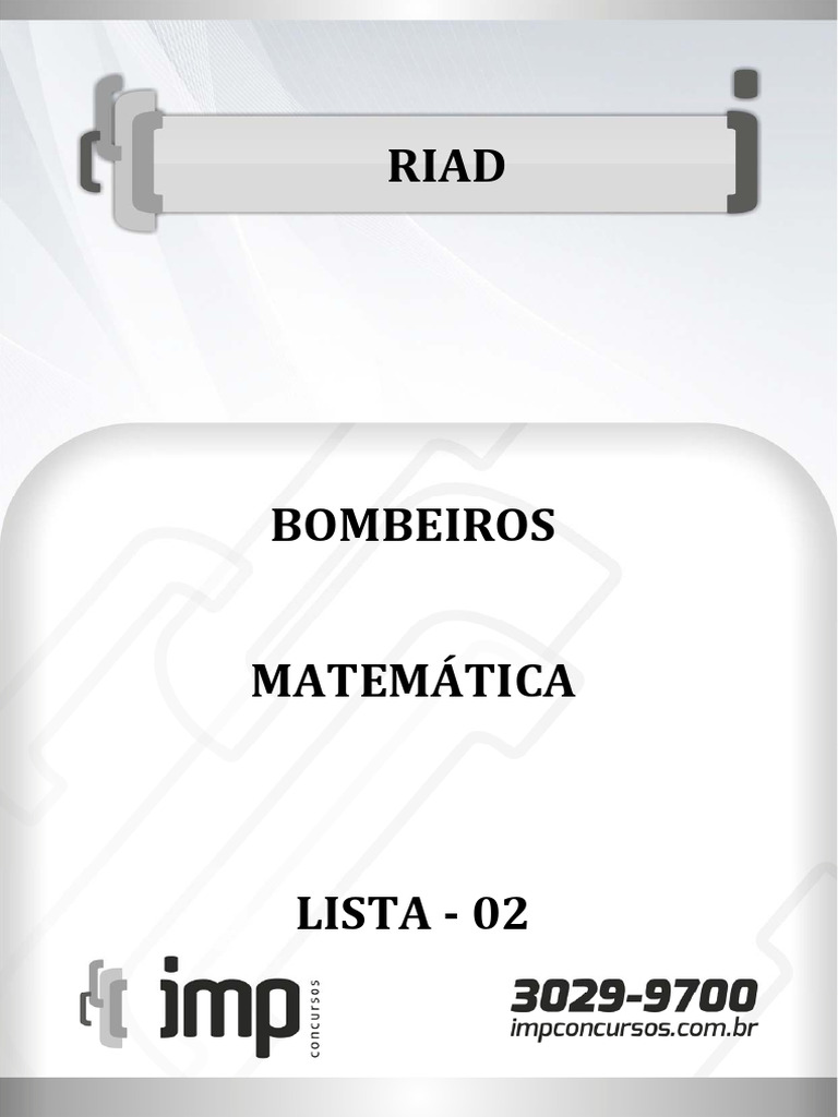 Lista 02 Matemática Riad Bombeiro | PDF
