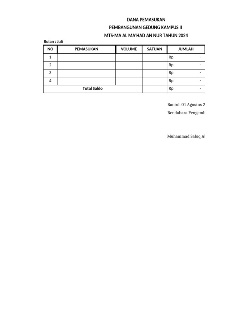 Total Debit Agustus | PDF