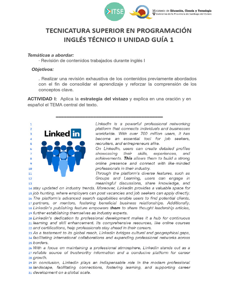Guía 1 - Inglés Técnico Ii | PDF