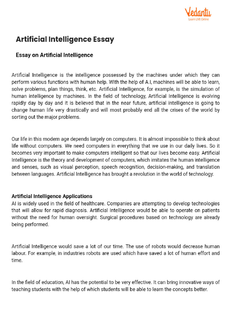 Artificial Intelligence Essay | PDF