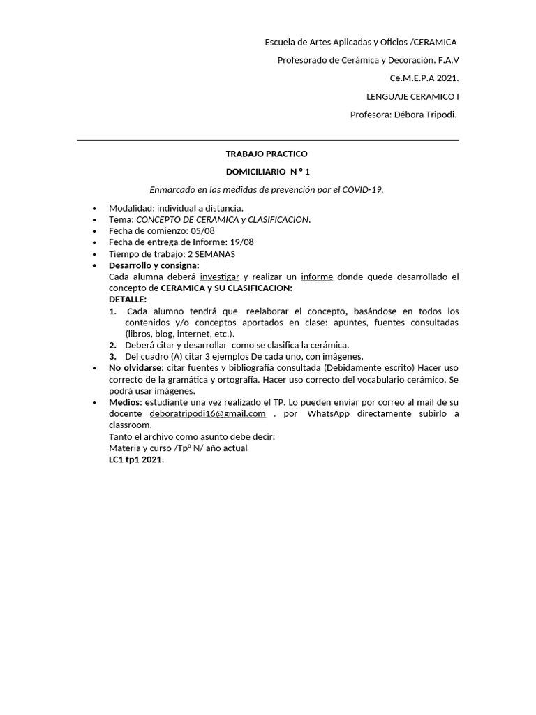 Lenguje Ceramico 1 tp1 | PDF