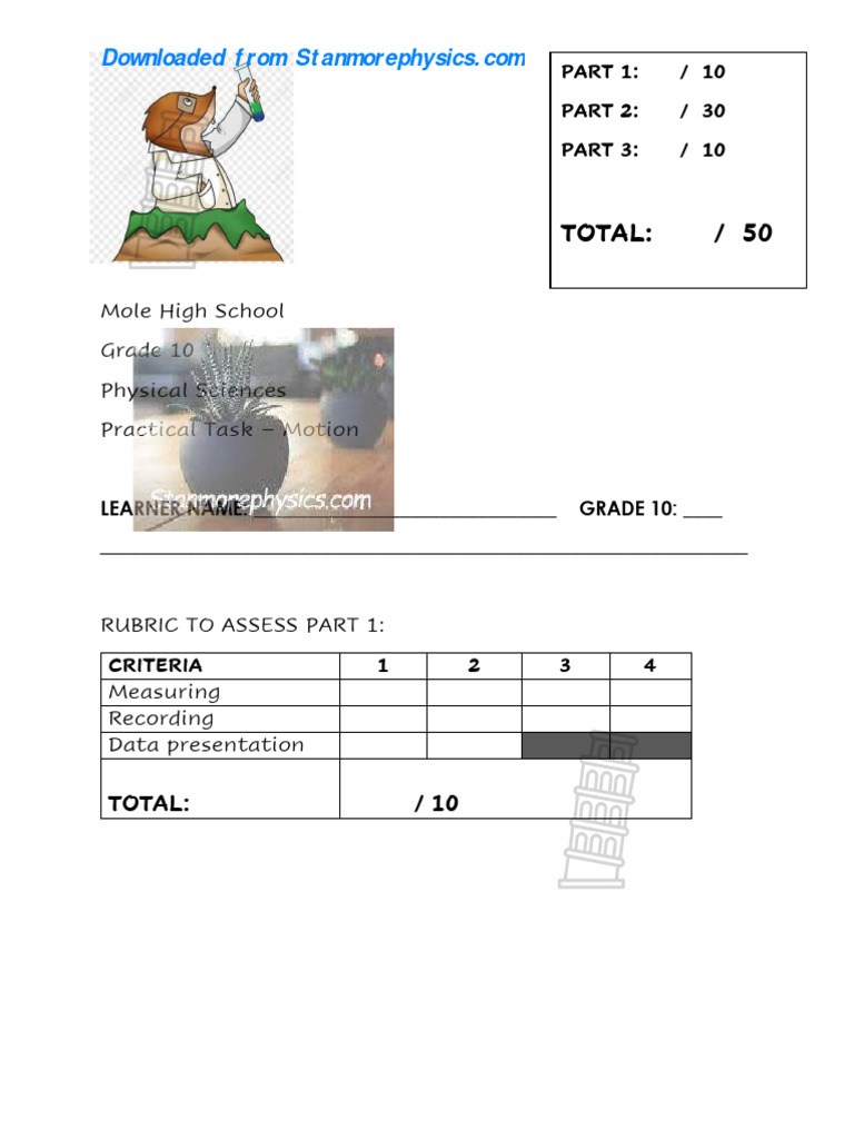 Physical Sciences Grade 10 Practical Acceleration TERM3 | PDF ...