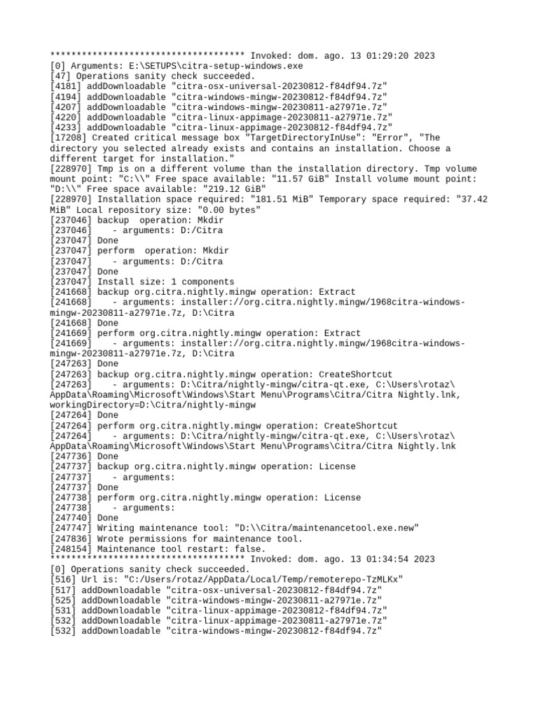 Installation Log | PDF