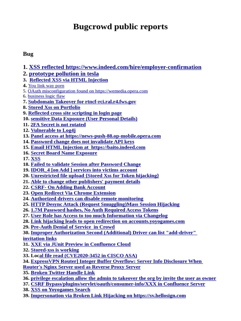 100 Public Reports On Bugcrowd | PDF | Security Engineering | Security