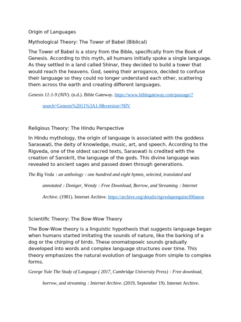 Origin of Language | PDF