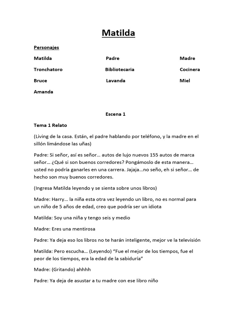 Matilda: Personajes y Escenas Clave | PDF