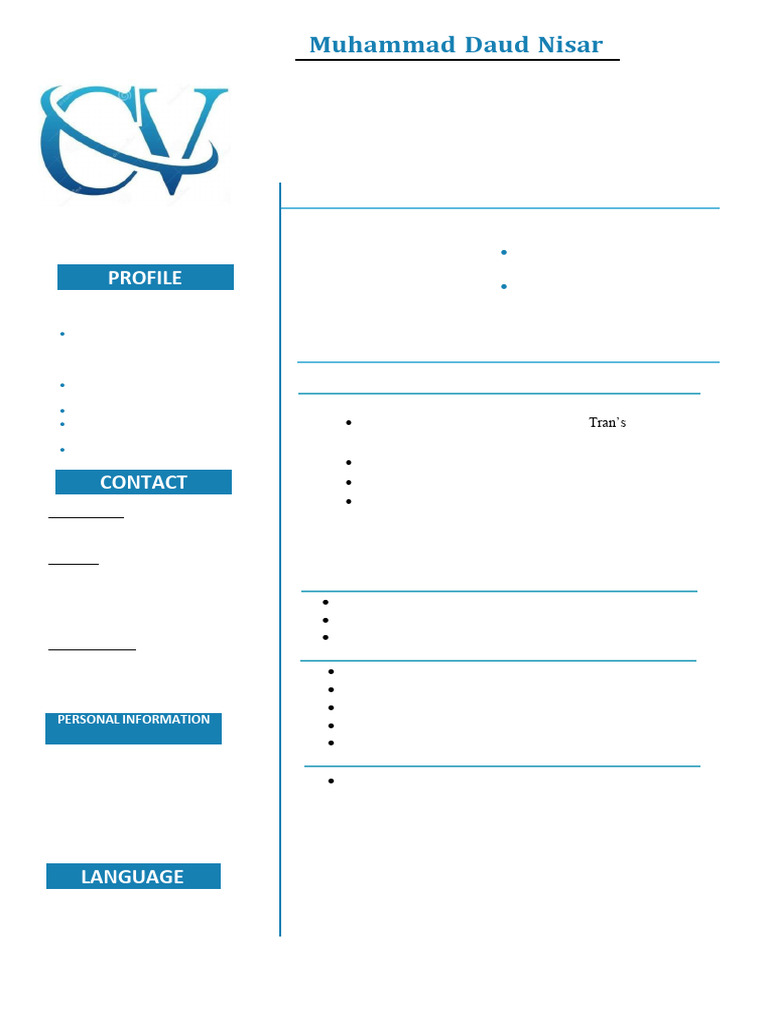 Daud Nasir CV 1-1 | PDF