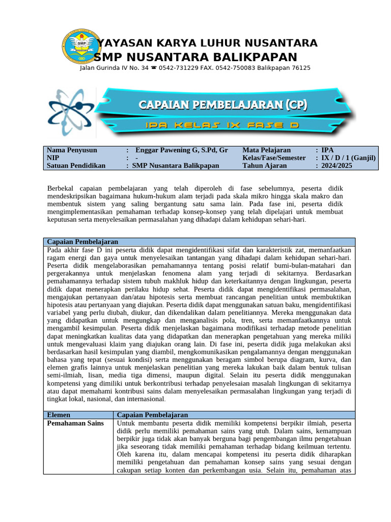 CP Ipa Kelas 9 Ibu Enggar | PDF