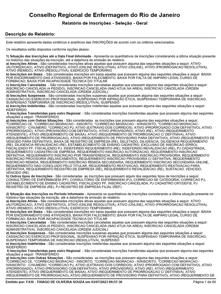 JULHO 1as Inscricoes | PDF