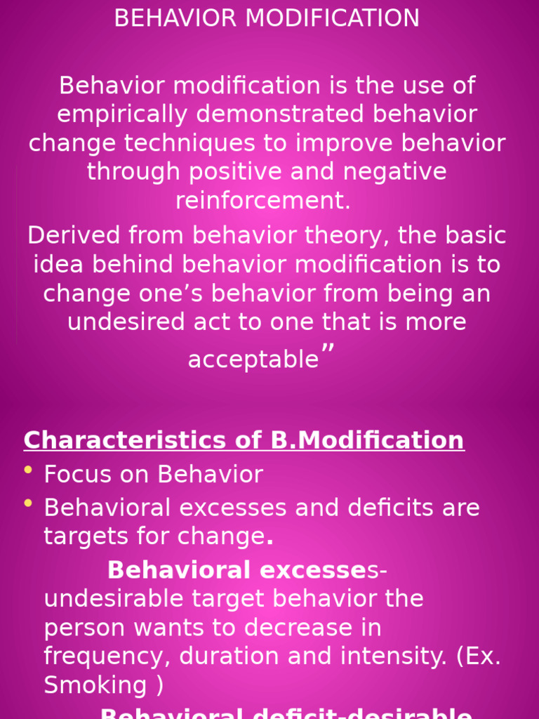 Behavioral Approaches and Modification | PDF