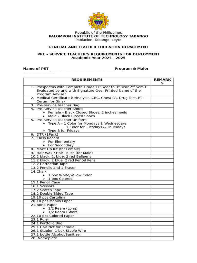 PST Requirements 2024 | PDF