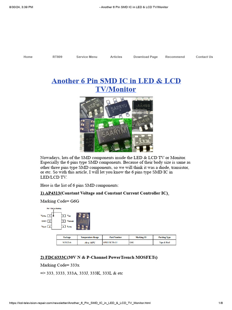 Another 6 Pin SMD IC in LED & LCD TV - Monitor | PDF