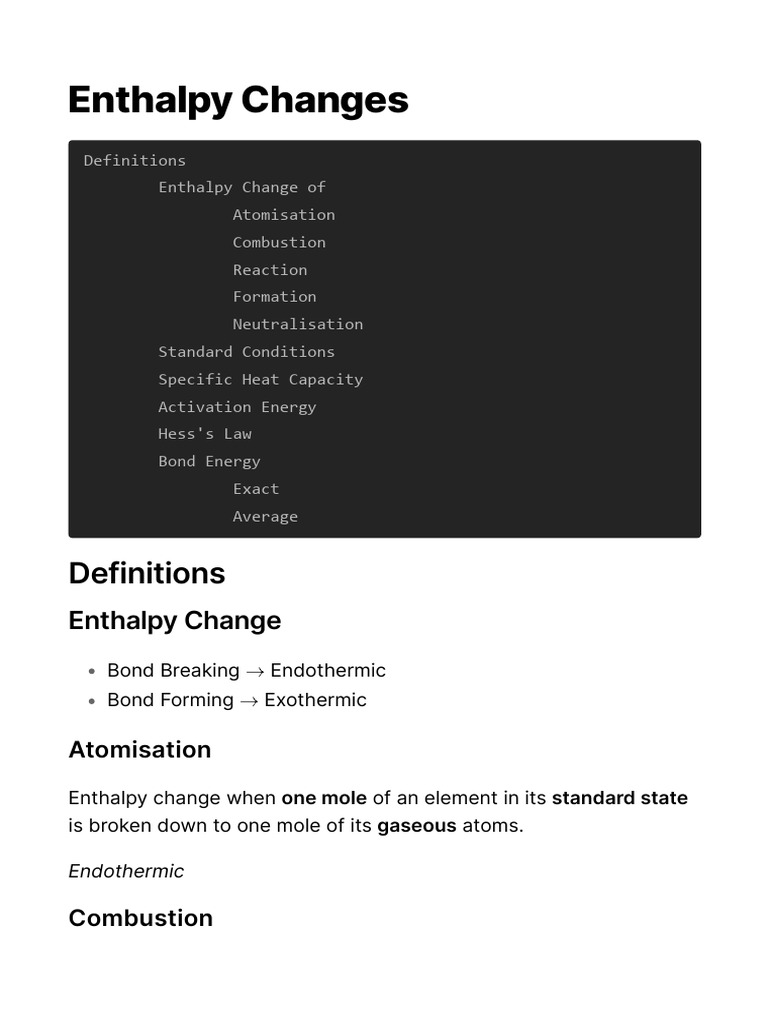 Enthalpy Changes | PDF