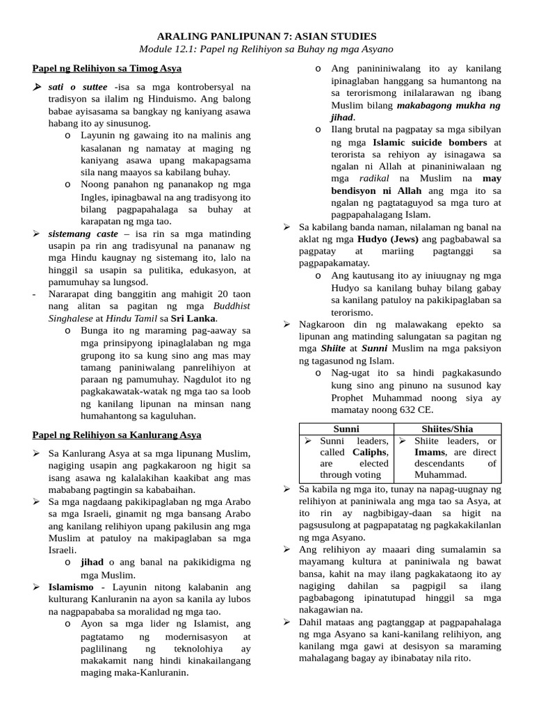 AP 7 Handouts Module 121 | PDF