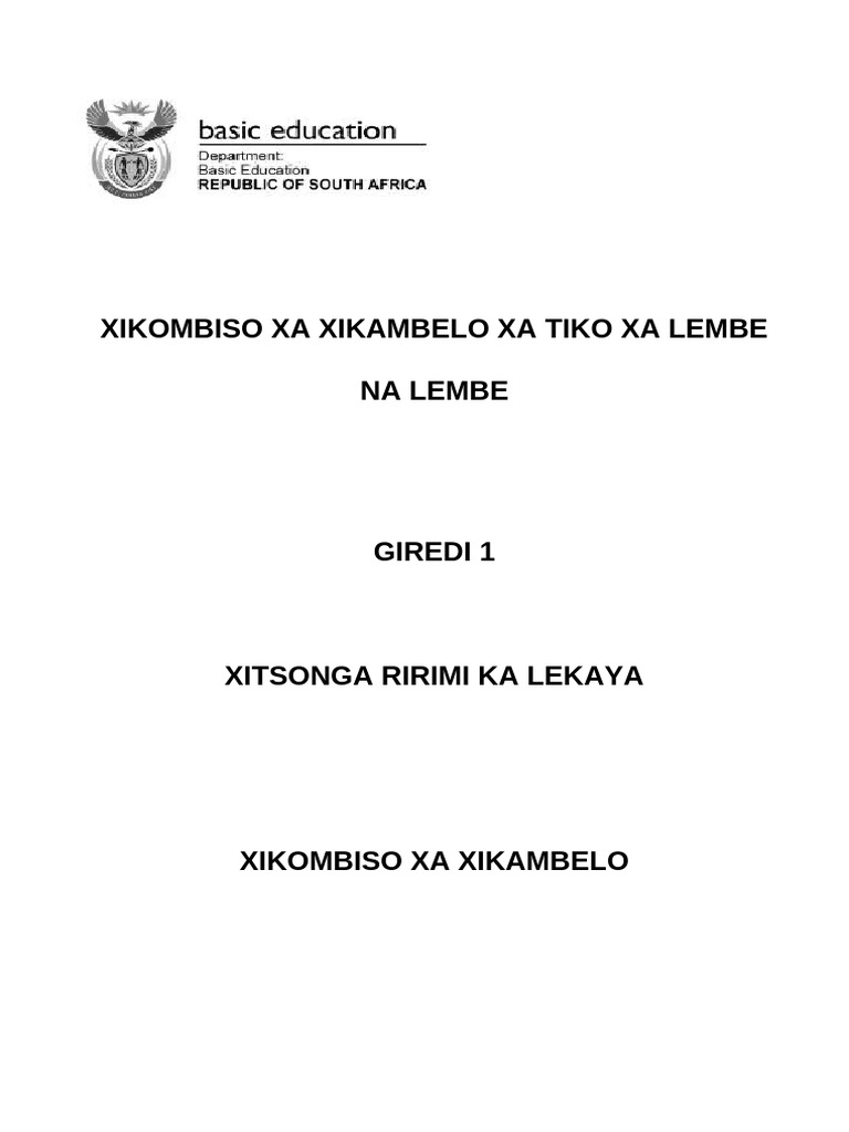 Grade 1 Xitsonga HL | PDF
