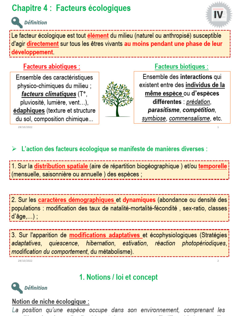 Ecologie PPT-fact Abiotique | PDF