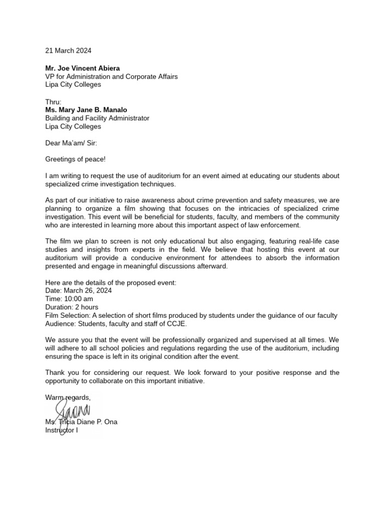 Letter For Audi | PDF