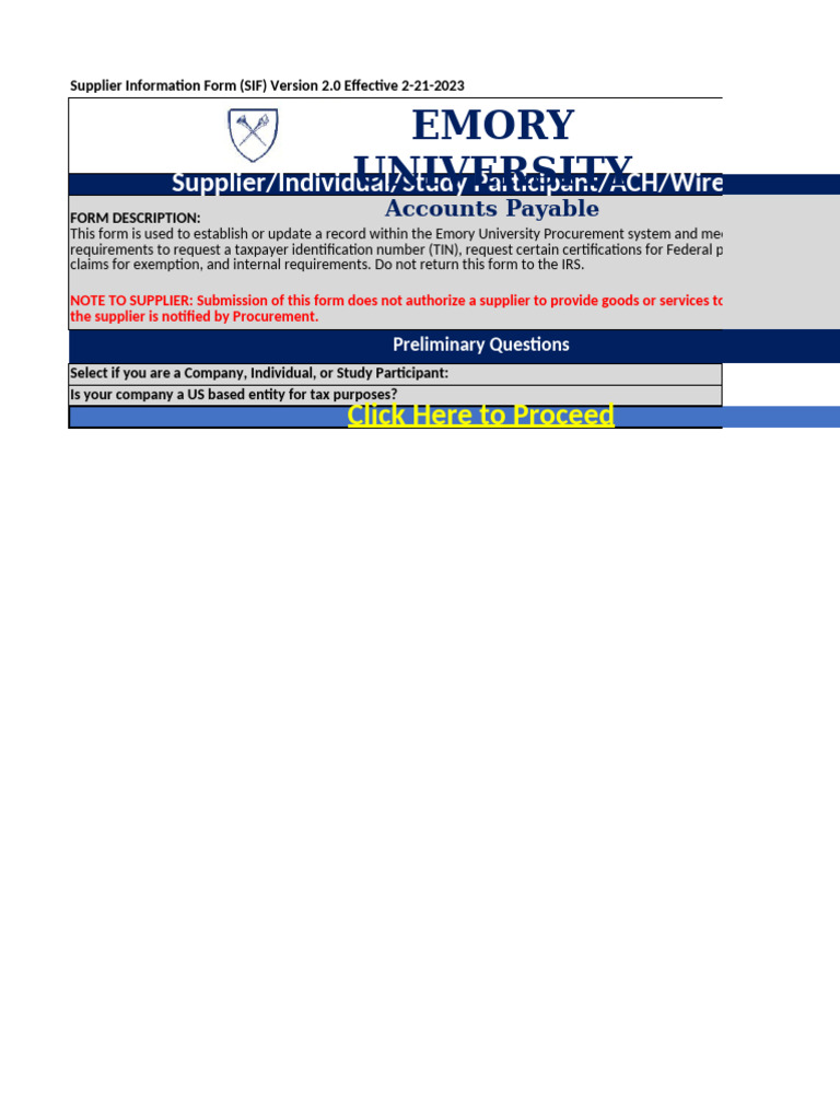 Sif Form Emory University | PDF