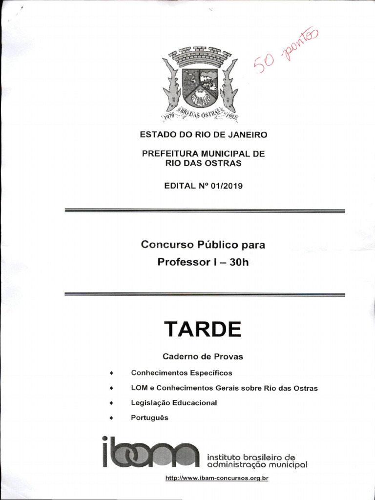 IBAM - Prova RO Professor I.pdf Versão 1 | PDF