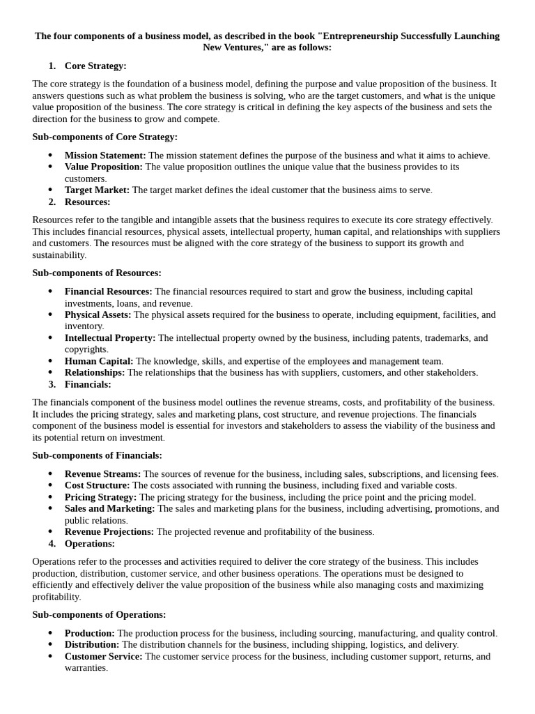 The Four Components of A Business Model | PDF