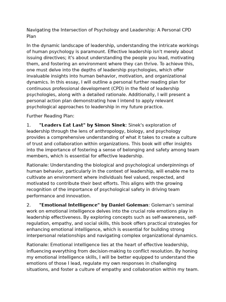 Navigating The Intersection of Psychology and Leadership | PDF