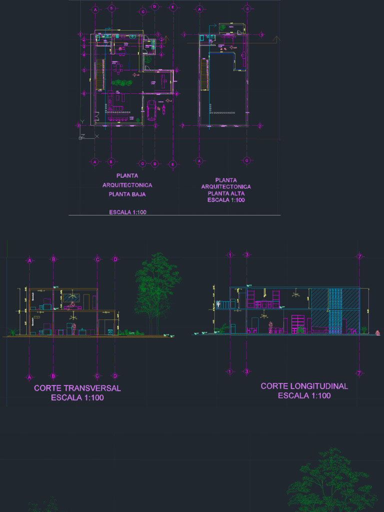 Planta, Cortes y Fachada | PDF