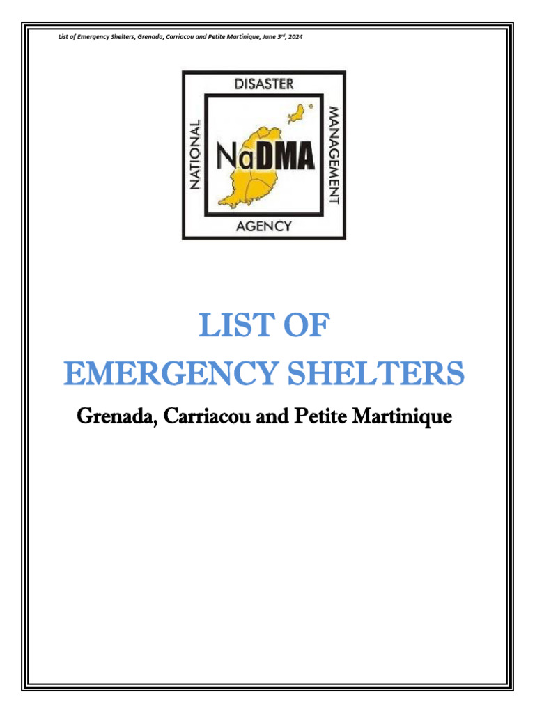 List of Emergency Shelters - Grenada - 2024-2025 | PDF