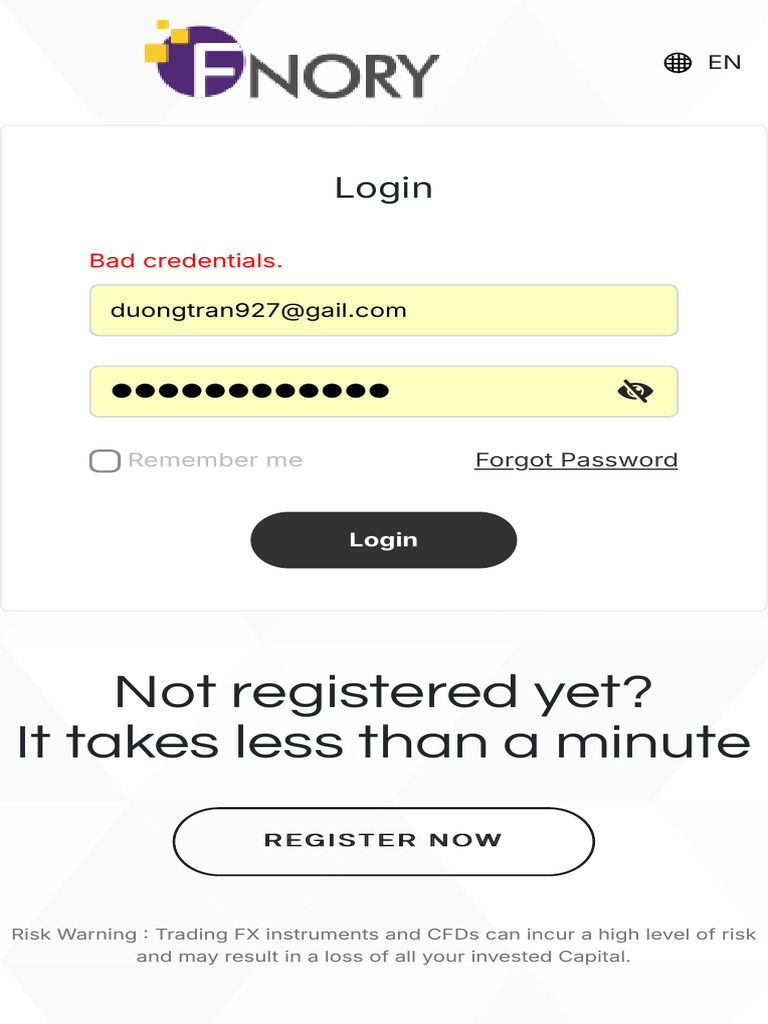 FNory Login Page | PDF