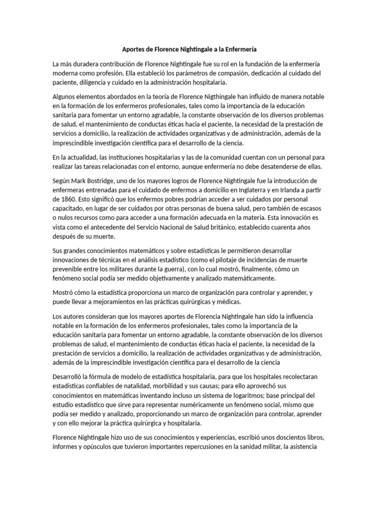 Aportes de Florence N. A La Enfermería | PDF