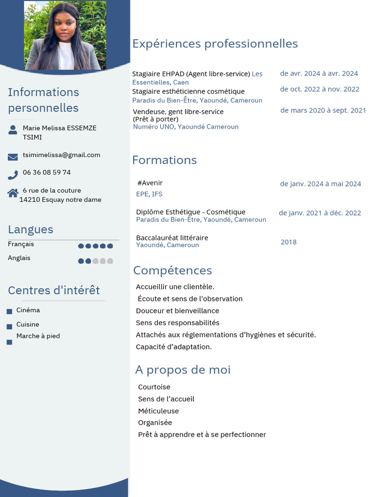 CV de Marie Melissa ESSEMZE TSIMI PDF | PDF