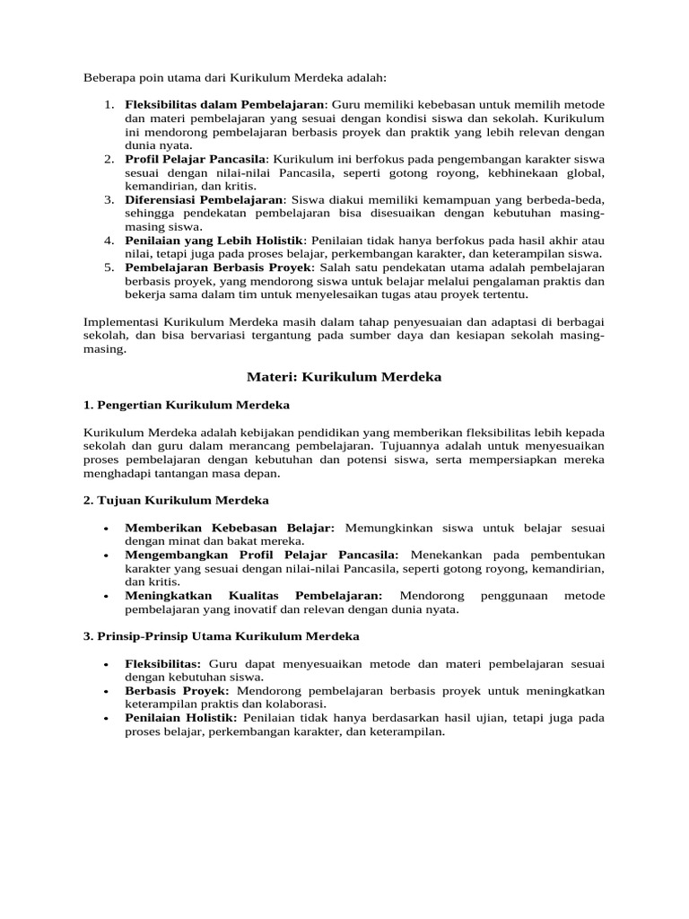 Materi Kurikulum Merdeka | PDF