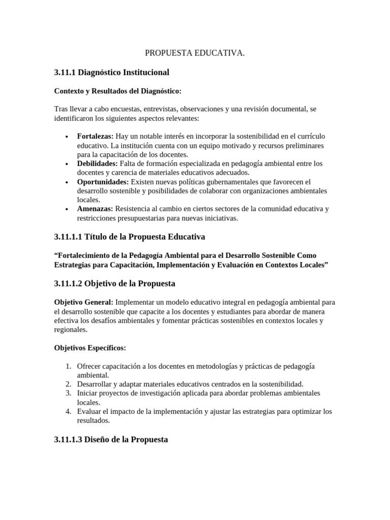 PROPUESTA EDUCATIVA - Docx Universidad. | PDF
