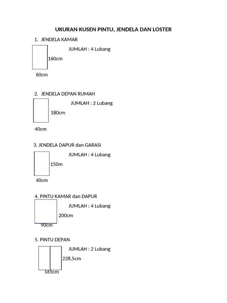 Ukuran Kusen Pintu Jendela Dan Loster | PDF