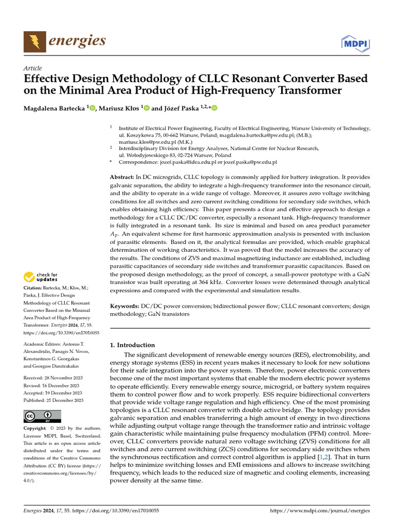 Effective Design Methodology of CLLC Resonant Converter Based | PDF
