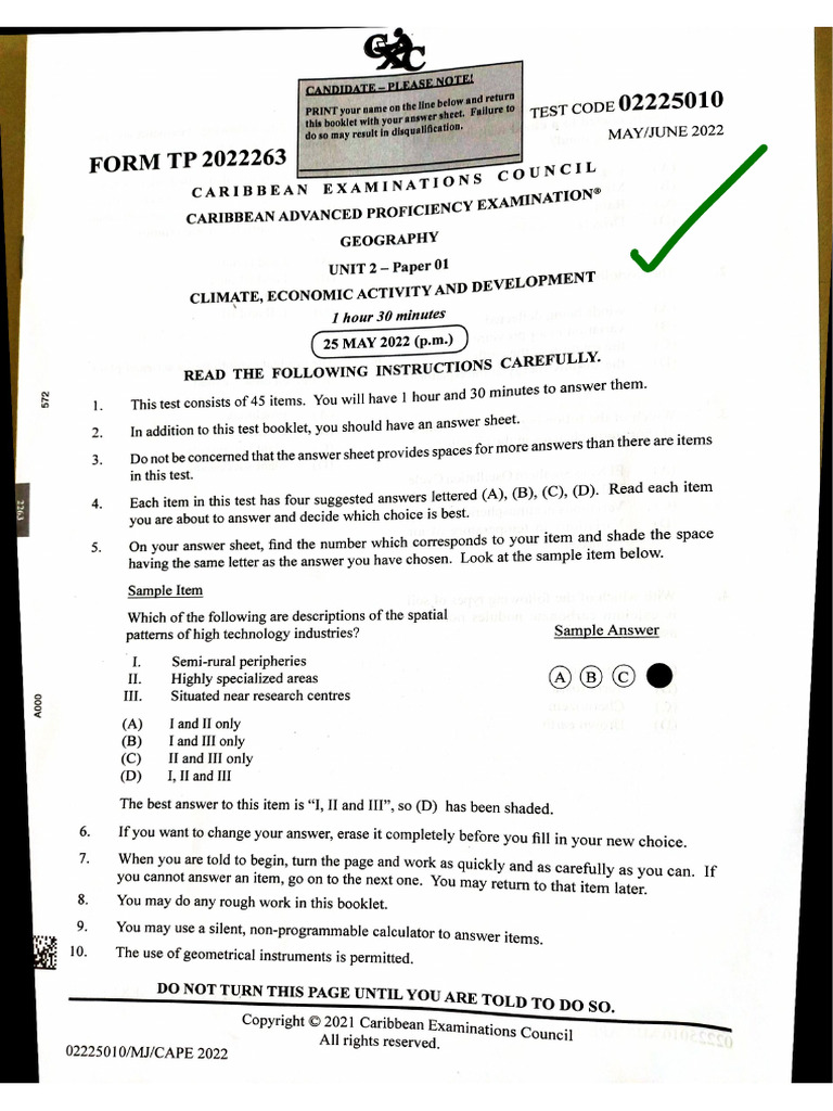 2022 UNIT 2 P1 CAPE GEOGRAPHY | PDF