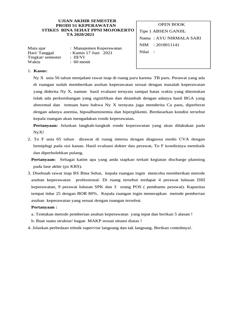 Fix Ayu Nirmala Sari 201801141 Uas Manajemen | PDF