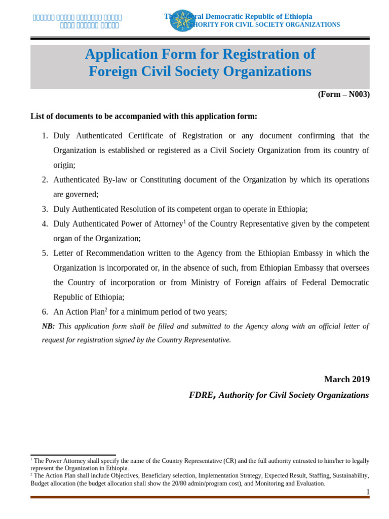 New-Registration Endorsed Foreign Application-Form-Edited | PDF | Ethiopia