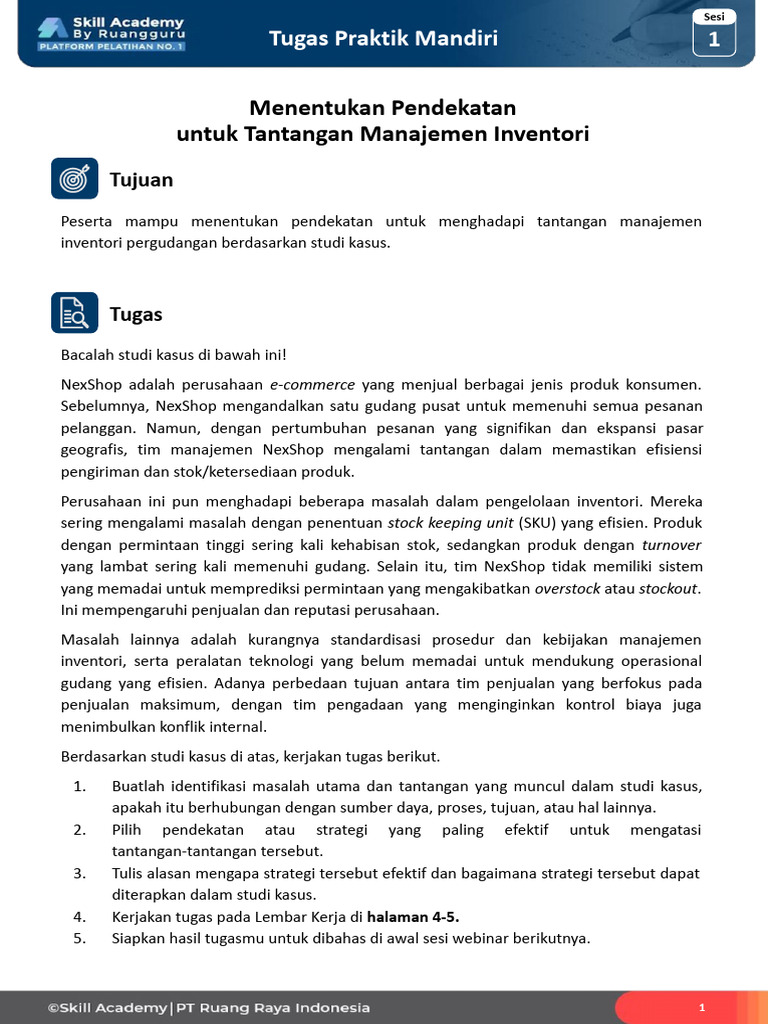 Menentukan Pendekatan Untuk Tantangan Manajemen Inventori: 1 Tugas ...