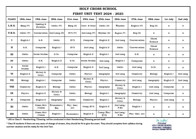 UT 1 Time Table | PDF
